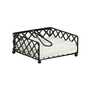 lattice collection flat napkin holder (black), by home basics, with weighted pivoting arm | large napkin holder/napkin holders for kitchen