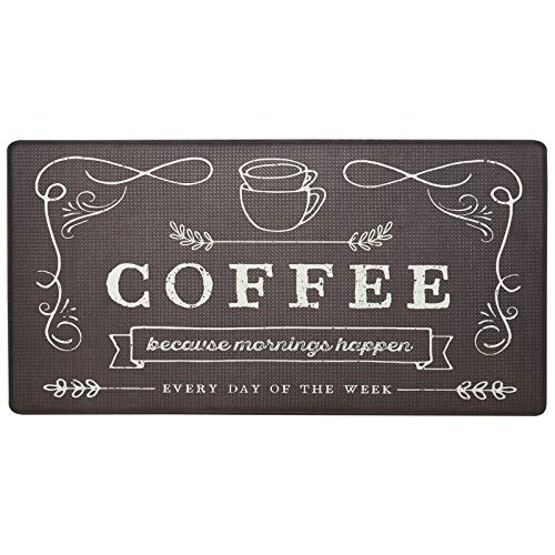 Nicole Miller New York Home Dynamix Coffee Because Anti-Fatigue Kitchen Mat, Brown/Ivory, 20"x39"