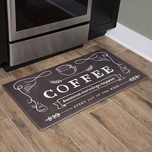 Nicole Miller New York Home Dynamix Coffee Because Anti-Fatigue Kitchen Mat, Brown/Ivory, 20"x39"