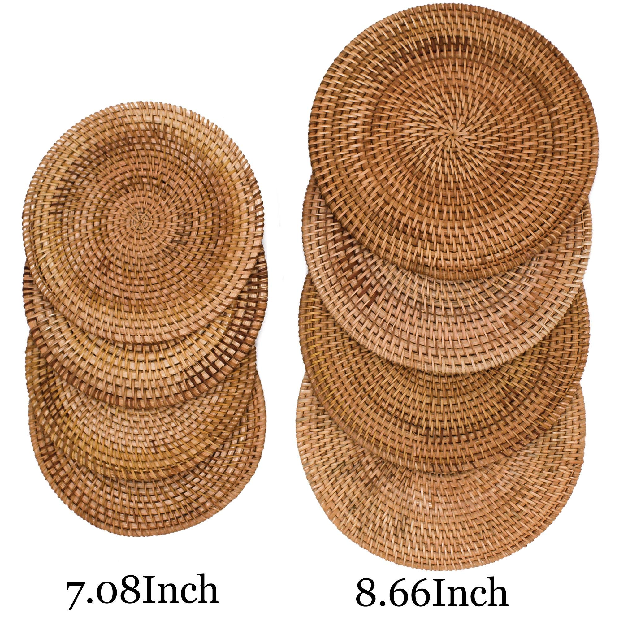 BEEHOMEE Trivets for Hot Dishes - Woven Rattan Trivets Hot Pads for Dinning Table,Kitchen Heat Resistant Straw Dish Coasters Placemats Pot Holder (8.66 Inch)