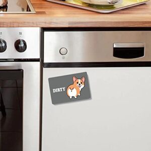 YouFangworkshop Funny Cute Animal Dog Butt Clean Dirty Dishwasher Magnet, Double Sided Strong Kitchen Flip Indicator, Green and Gray Reversible Dish Washer Sign