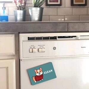 YouFangworkshop Funny Cute Animal Dog Butt Clean Dirty Dishwasher Magnet, Double Sided Strong Kitchen Flip Indicator, Green and Gray Reversible Dish Washer Sign