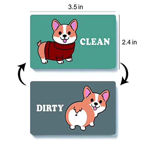 YouFangworkshop Funny Cute Animal Dog Butt Clean Dirty Dishwasher Magnet, Double Sided Strong Kitchen Flip Indicator, Green and Gray Reversible Dish Washer Sign