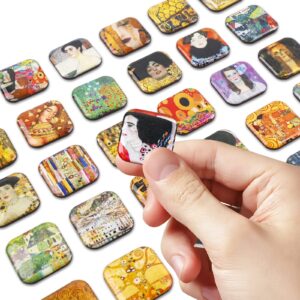 30pcs Fridge Magnets for Locker Whiteboard Magnetic Glass Board Decorative Magnets Best Gift Chioce Famous Paintings (Klimt Artwork)