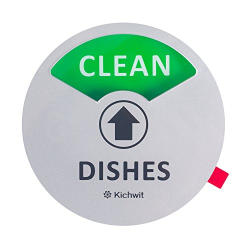 Kichwit Clean Dirty Dishwasher Magnet with The 3rd Option “Empty”, Non-Scratch Strong Magnet Backing & Residue Free Adhesive, 3.5” Diameter, Silver