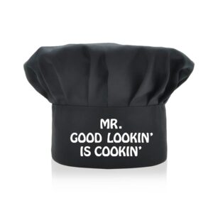 agmdesign mr. good looking is cooking funny chef hat, funny chef wear, adjustable kitchen cooking hat for men & women black, mother's day/father's day/birthday gift for him, her, mom, dad, friend