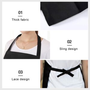 TRENDBOX 6 Pack Aprons for Women Men (Full Adult Size) Black Kitchen Aprons with 2 Pockets Durable Personalized Apron for BBQ Kitchen Cooking Baking Crafting Restaurant