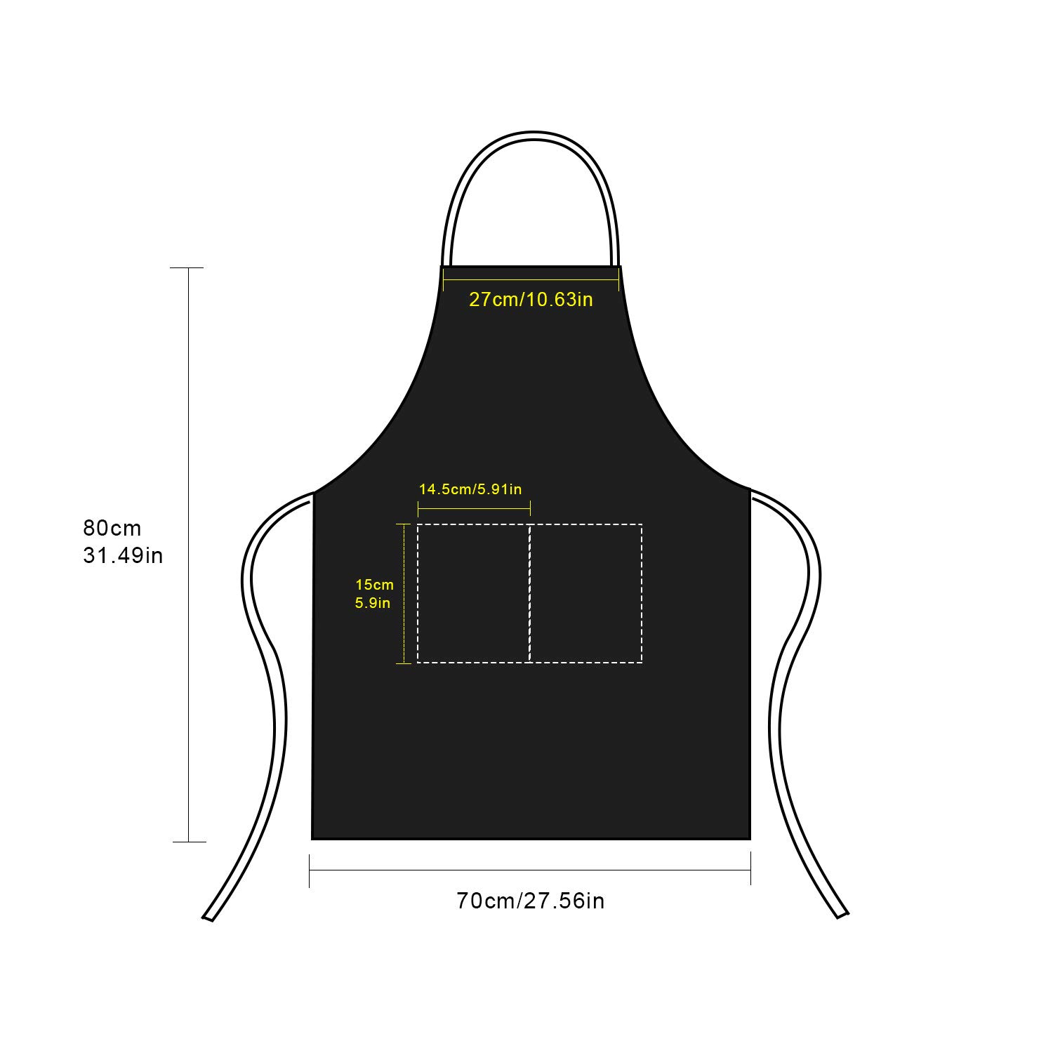 TRENDBOX 6 Pack Aprons for Women Men (Full Adult Size) Black Kitchen Aprons with 2 Pockets Durable Personalized Apron for BBQ Kitchen Cooking Baking Crafting Restaurant