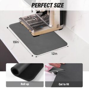 DK177 Coffee Mat Coffee Bar Mat Hide Stain Absorbent Drying Mat with Waterproof Rubber Backing Fit Under Coffee Maker Coffee Machine Coffee Pot Espresso Machine Coffee Bar Accessories-19"x12"