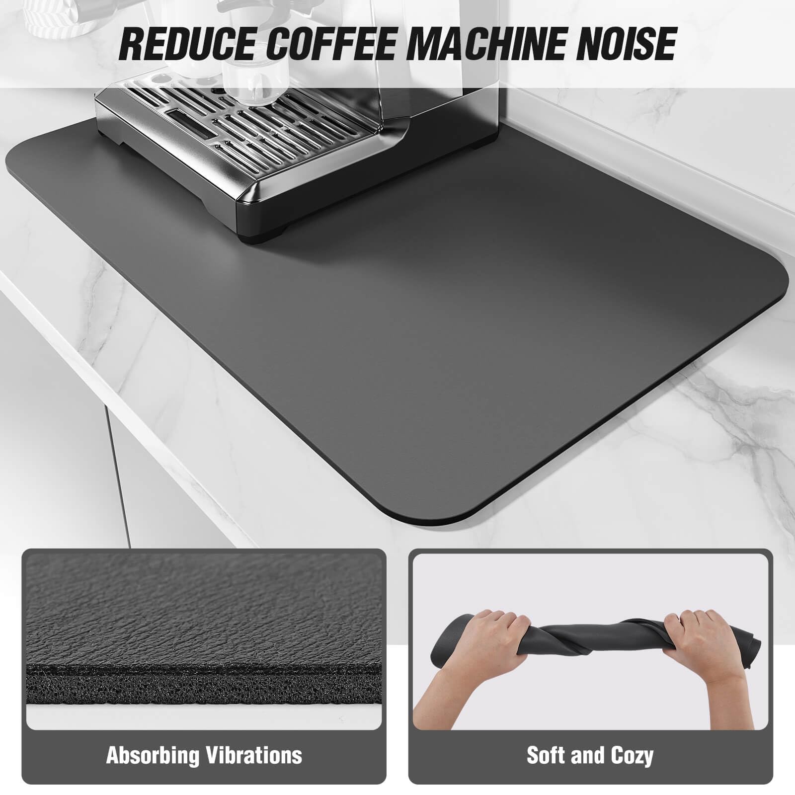 DK177 Coffee Mat Coffee Bar Mat Hide Stain Absorbent Drying Mat with Waterproof Rubber Backing Fit Under Coffee Maker Coffee Machine Coffee Pot Espresso Machine Coffee Bar Accessories-19"x12"