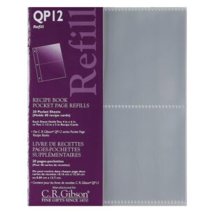 cr gibson qp-12 small recipe book pocket page refill 20 sheets