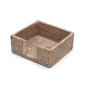 caspari rattan cocktail napkin holder in white natural, 1 each