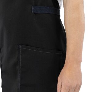 Under NY Sky Chef Apron – Professional Black Twill – Cotton Straps - Smart Pockets - Adjustable for Men and Women – Pro Chef, Cook, Kitchen, Baker, Barista, Bartender, Server Aprons