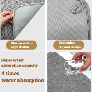 2 Pack 20×15 Inch Grey Microfiber Dish Drying Mat,Absorbent Kitchen Drying Pad,Ultra Absorbent Drying Mats for Kitchen Counter