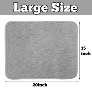 2 Pack 20×15 Inch Grey Microfiber Dish Drying Mat,Absorbent Kitchen Drying Pad,Ultra Absorbent Drying Mats for Kitchen Counter