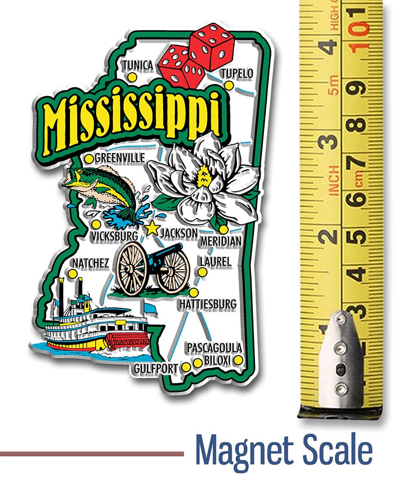 Mississippi Jumbo State Magnet by Classic Magnets, 2.7" x 4", Collectible Souvenirs Made in The USA