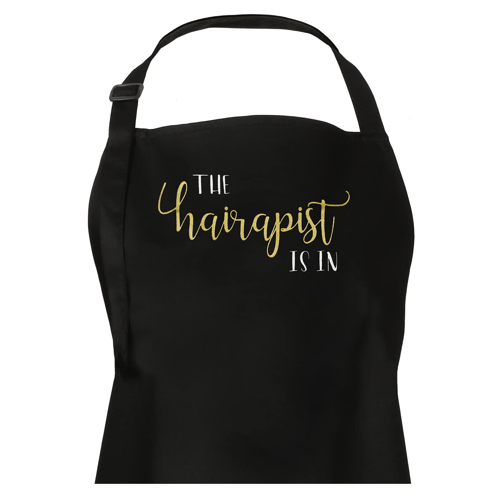 Plum Hill The Hairapist Is In Hair Stylist Salon Apron with Screen Print, Black with 3 Pockets (Hairapist)