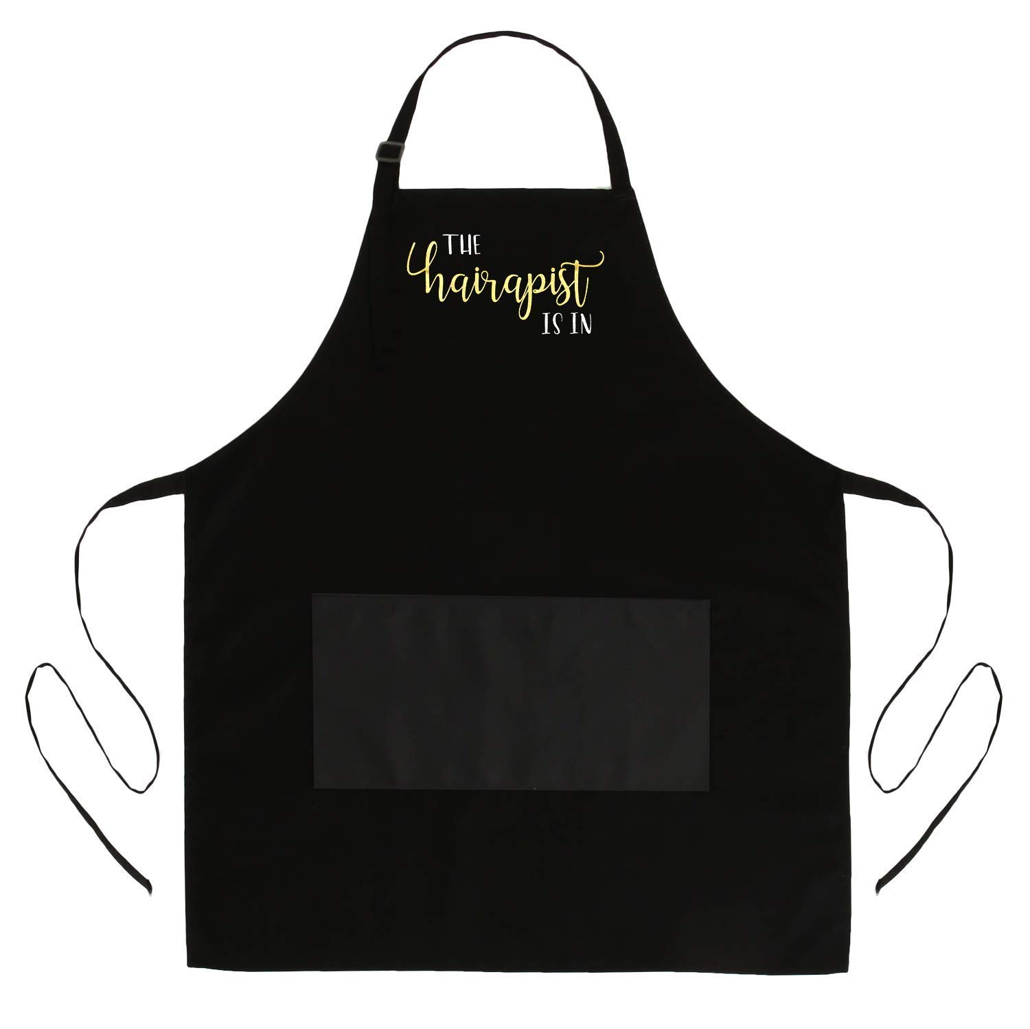 Plum Hill The Hairapist Is In Hair Stylist Salon Apron with Screen Print, Black with 3 Pockets (Hairapist)