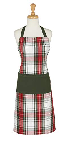 DII Unisex Kitchen Christmas Apron for Women & Men Adjustable Ties and Large Front Pockets, One Size, Holiday Plaid