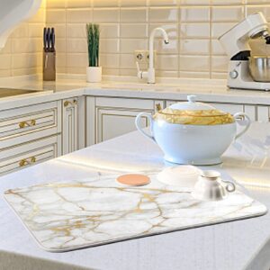 Golden Marble Texture Dish Drying Mat for Kitchen Counter 18 x 24 In, Absorbent Microfiber Drying Pad Dish Mats Drainer Rack Fast Drying Mat Protector Pad