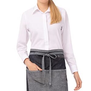 Chef Works Unisex Manhattan Half Bistro Apron, Indigo Blue, One Size