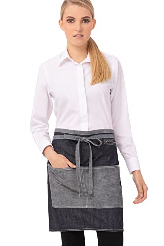 Chef Works Unisex Manhattan Half Bistro Apron, Indigo Blue, One Size