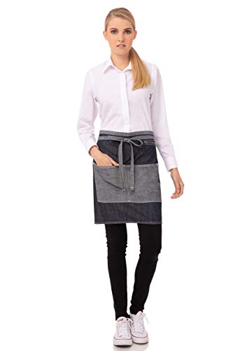 Chef Works Unisex Manhattan Half Bistro Apron, Indigo Blue, One Size