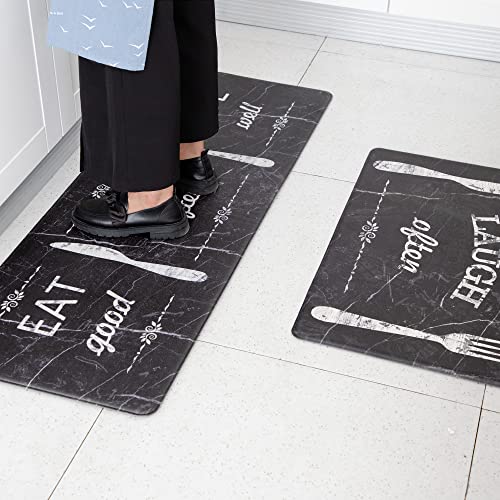 ARCLIBER Anti Fatigue Kitchen Rugs,Comfort Floor Standing Mats 2 Piece,Easy Clean Kitchen Mats,Non Skid Runner Rug(17"x28"+17"x47")