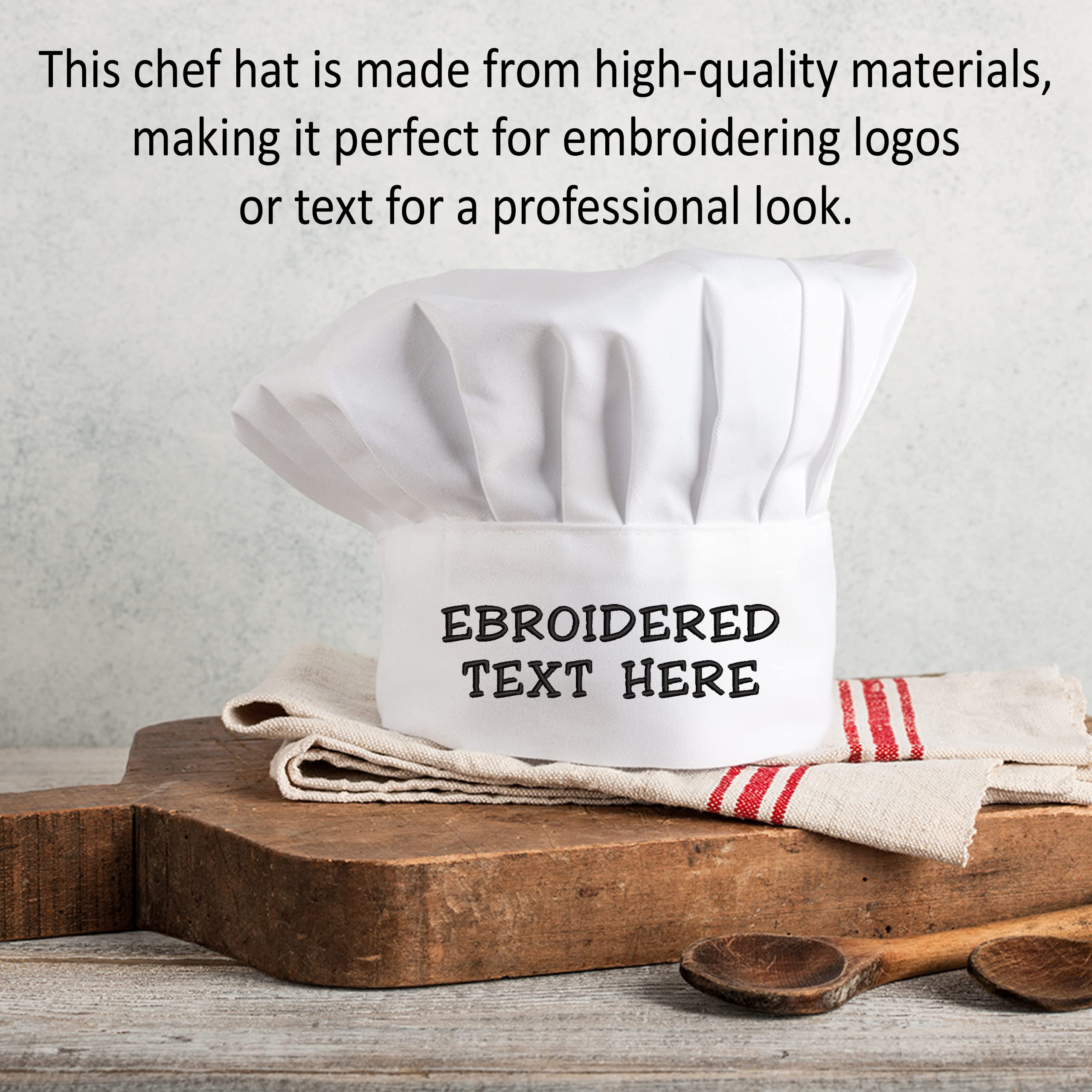 PLACE4PRINT Personalized Chef Hat Custom Embroidered Name - Chef Hat/Red/Navy/White/Black/Green