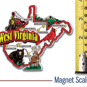 West Virginia Jumbo State Magnet by Classic Magnets, 4.1" x 3.6", Collectible Souvenirs Made in The USA