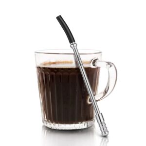 reusable straws stainless steel straws coffee straw filter function straw 7.6" drinking straw with traveling bags easy to carry & clean for tea, coffee, cocktails, juice