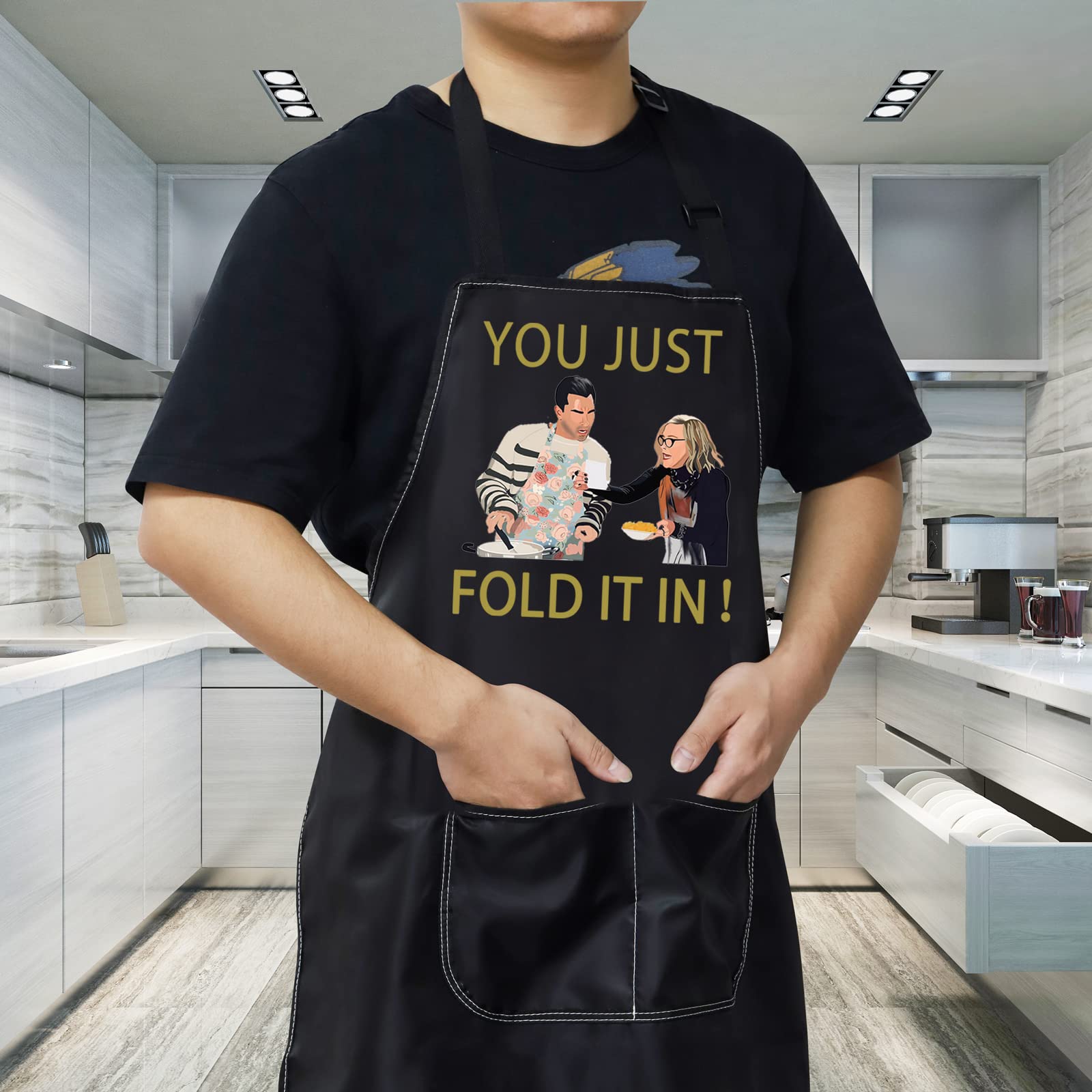 WZMPA TV Show Quote Kitchen Apron TV Show Fans Gift You Just Fold It In Adjustable Apron For Baking Cooking (Fold It In Apron BL)