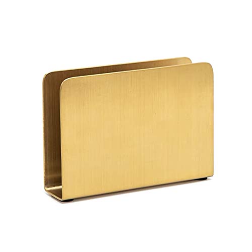 Gold Napkin Holder Freestanding Steel Tissue Dispenser Paper Napkin Holder for Dining Table Kitchen Countertop Guest Towel (Square)