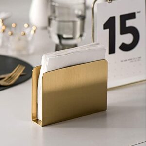 Gold Napkin Holder Freestanding Steel Tissue Dispenser Paper Napkin Holder for Dining Table Kitchen Countertop Guest Towel (Square)