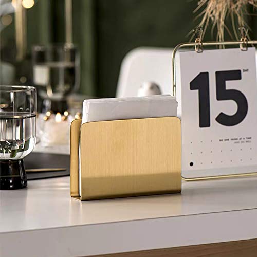 Gold Napkin Holder Freestanding Steel Tissue Dispenser Paper Napkin Holder for Dining Table Kitchen Countertop Guest Towel (Square)