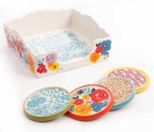 the pioneer woman flea market napkin box and 4-piece coaster set