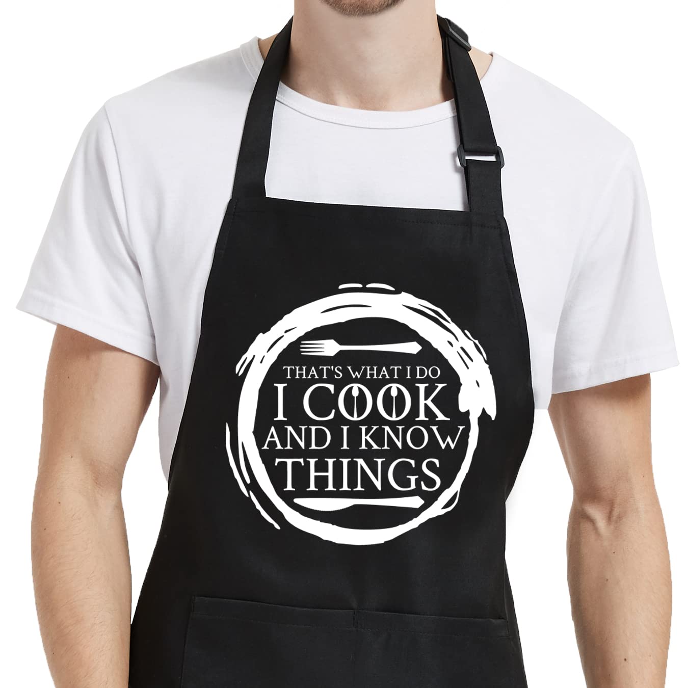 Cooking Aprons for Women with Pockets, Mens Aprons for Grilling BBQ Grill Chef Kitchen Funny Birthday Gifts for Men Dad Mom Husband Wife Christmas Thanksgiving Fathers Day