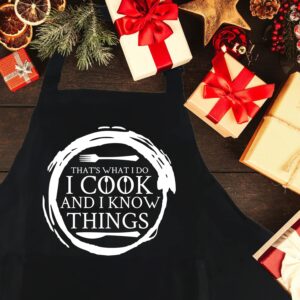 Cooking Aprons for Women with Pockets, Mens Aprons for Grilling BBQ Grill Chef Kitchen Funny Birthday Gifts for Men Dad Mom Husband Wife Christmas Thanksgiving Fathers Day