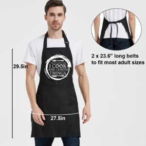 Cooking Aprons for Women with Pockets, Mens Aprons for Grilling BBQ Grill Chef Kitchen Funny Birthday Gifts for Men Dad Mom Husband Wife Christmas Thanksgiving Fathers Day