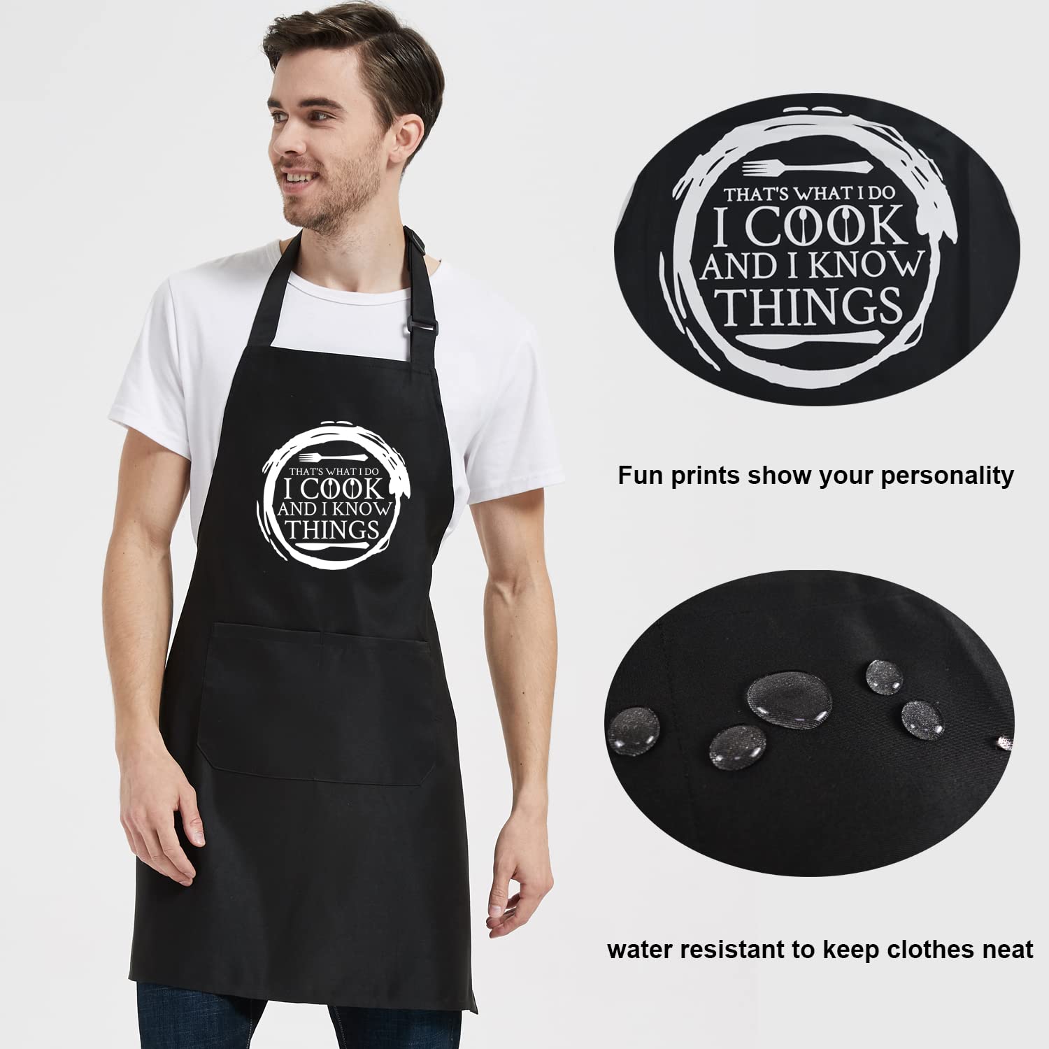 Cooking Aprons for Women with Pockets, Mens Aprons for Grilling BBQ Grill Chef Kitchen Funny Birthday Gifts for Men Dad Mom Husband Wife Christmas Thanksgiving Fathers Day