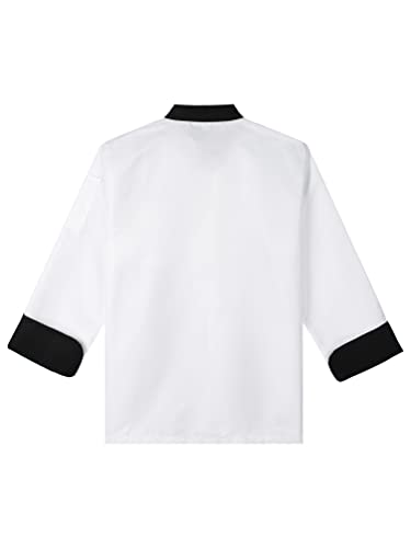 TiaoBug Men's Short Sleeve Chef Coat Jacket Restaurant Chef Uniform Breathable Tops with Pocket White B Large