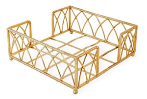 boston international arch design lunch napkin holder caddy, 6.75 x 6.75-inches, gold leaf