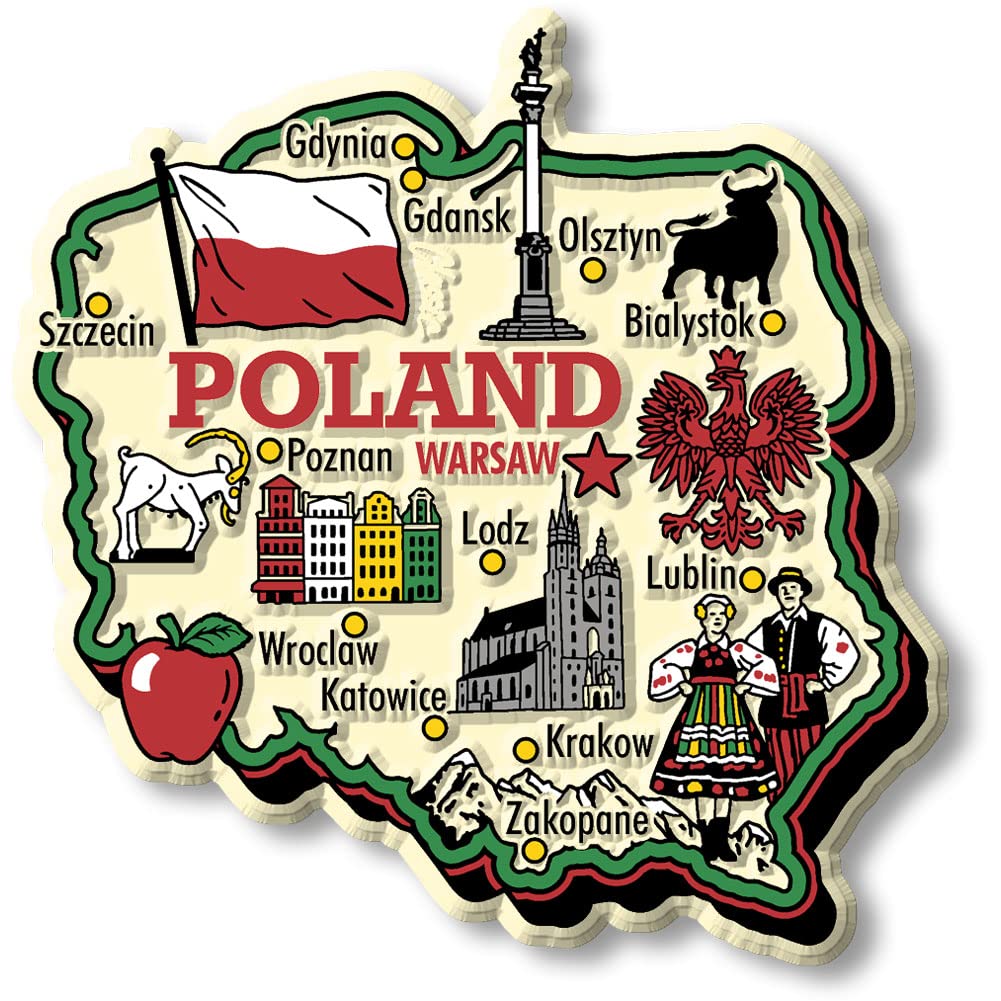 Poland Jumbo Country Map Magnet by Classic Magnets, Collectible Souvenirs Made in The USA