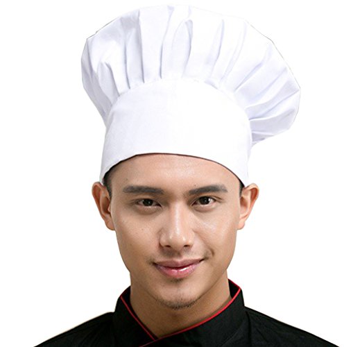 Hyzrz Chef Hat Set of 4 PCS Pack Adult Adjustable Elastic Baker Kitchen Cooking Chef Cap (White)