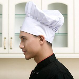 Hyzrz Chef Hat Set of 4 PCS Pack Adult Adjustable Elastic Baker Kitchen Cooking Chef Cap (White)