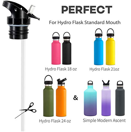 Straw Lid for Hydro Flask Standard Mouth - Multi-Compatible with Simple Modern Ascent Lid for 1.91" Mouth 18 oz, 21 oz, 24 oz Insulated Water Bottle Flip Top (B-1 PC)