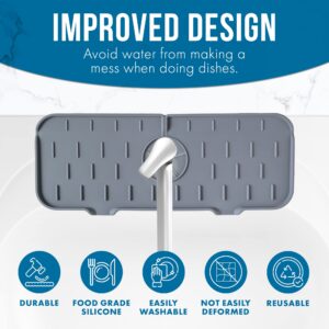 Kitchen Faucet Mat - Silicone Sink Faucet Mat Non Absorbent and Easy to Clean - Washable Faucet Mat for Kitchen Sink Drip Catcher - Splash Guard for Dish Water Drops - Long Sinkmat Protector Tray Pad