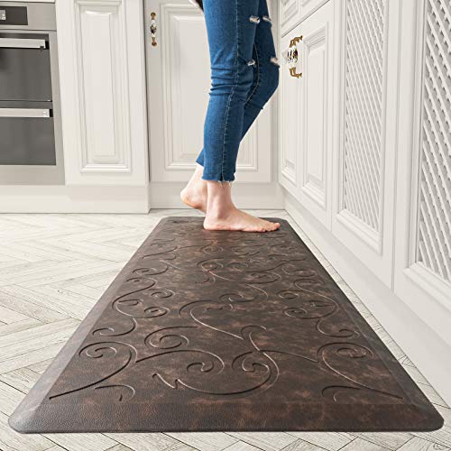 Floral Kitchen Floor Mats Cushioned Anti Fatigue for House 1/2 Inch Thick Non-Slip Kitchen Rugs and Mats Foam Standing Mat in Front of Sink, Office