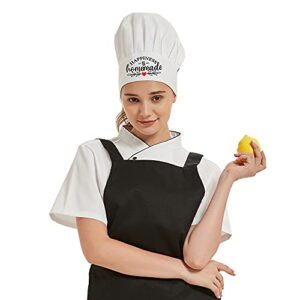 DYJYBMY Happiness is Homemade, Adult Adjustable Kitchen Cooking Hat with Elastic Band Chef Baker Cap White, Cooking Grilling BBQ Gifts for Woman, Wife, Mom, Her, Grandma