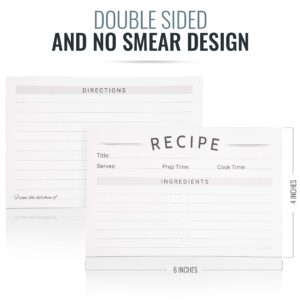 Modern Recipe Cards (Set of 60) - 4x6” Double Sided Premium Thick Card Stock w/Bonus Measuring Chart and PVC Card Protector (4 x 6 inches)